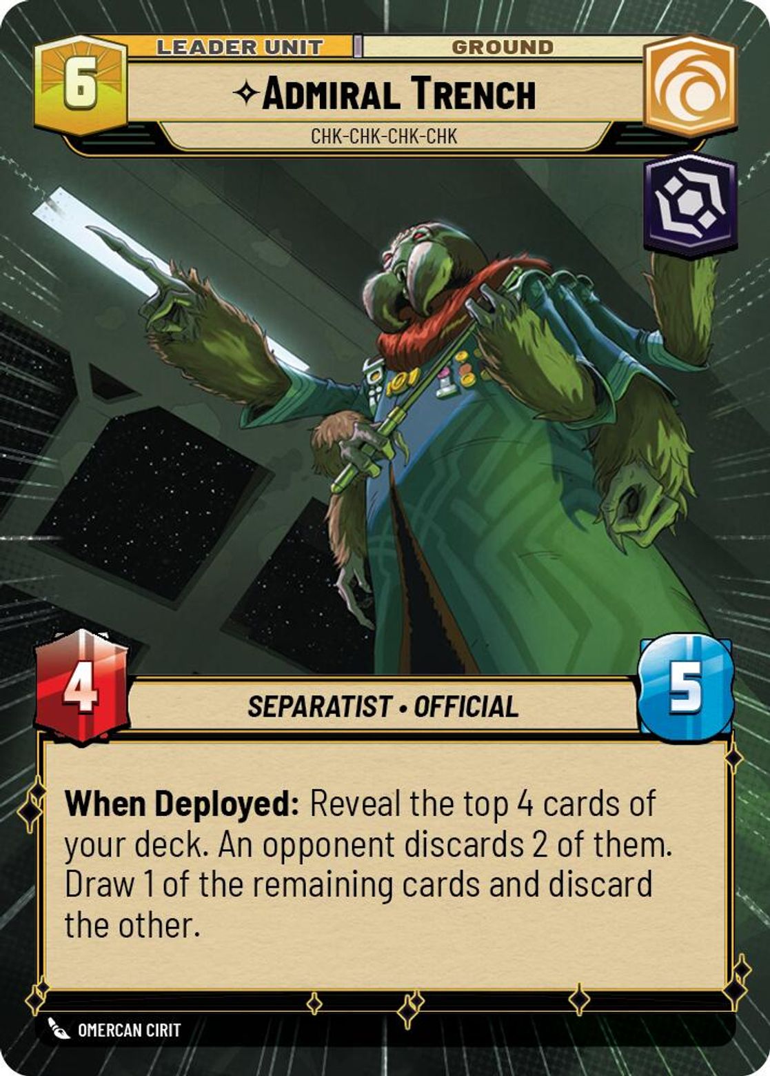 Admiral Trench - chk-chk-chk-chk - Star Wars Unlimited DB