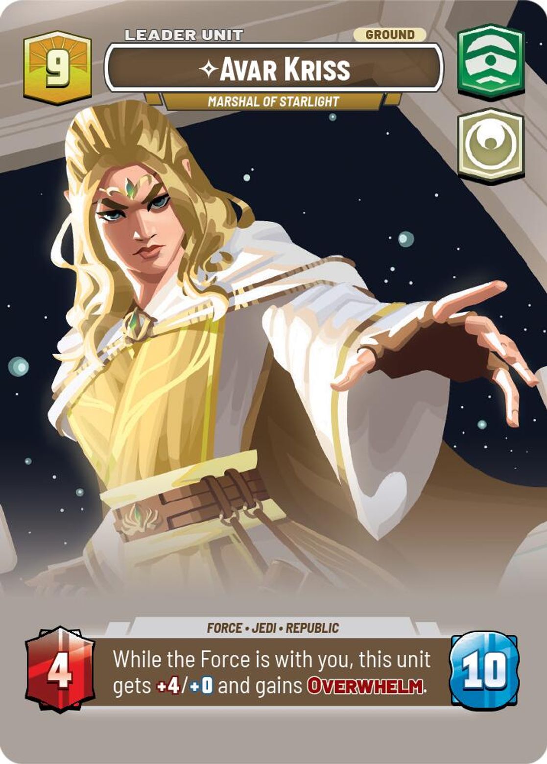 Avar Kriss - Marshal of Starlight - Star Wars Unlimited DB
