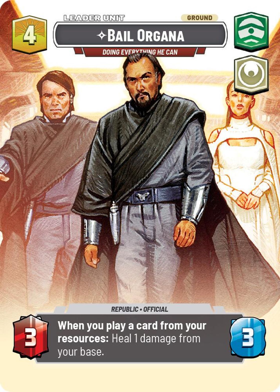 Bail Organa - Doing Everything He Can - Star Wars Unlimited DB